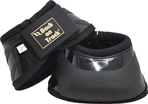 Back on Track Men's Performance Equine Durable Rubber Horse Protective Pair of Hoof Bell Boots with Loop Closure, Black, Large
