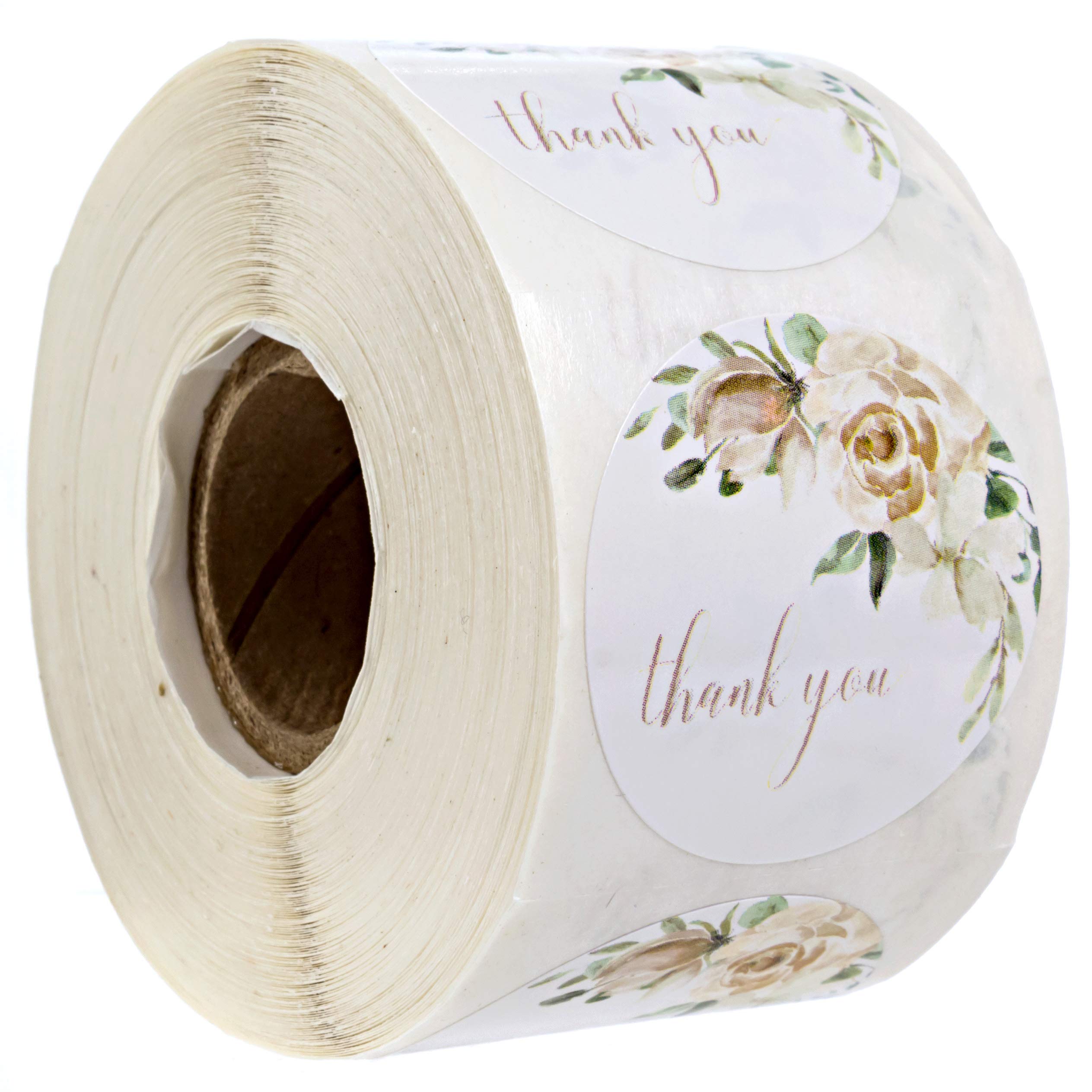 Cream & Taupe Watercolor Floral Thank You Labels / 500 Thanks Wedding Stickers / 1.5" Elegant Envelope Seals/Anniversary Thank You Stickers/Made in The USA