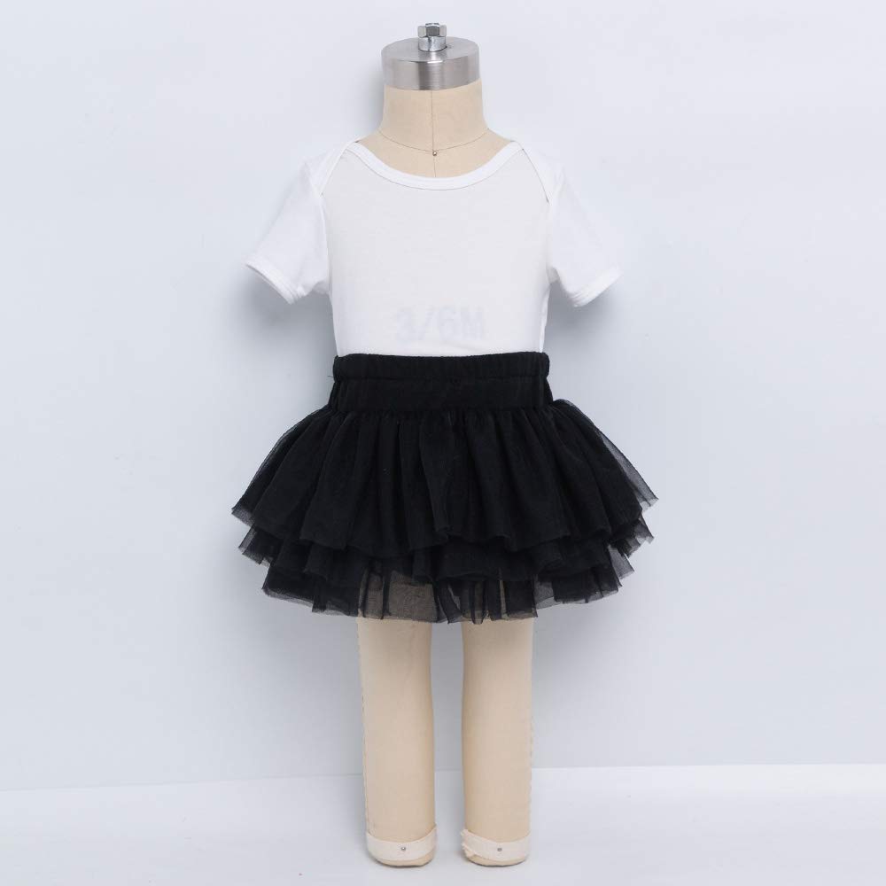 Anbaby Baby Girls Soft Tutu Skirt Toddler Ruffled Pants Diaper Cover Black 0-3M