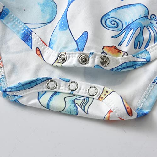 Lvyinli Baby Boy Clothes Set Infant Boy's Long Sleeve Romper+Dinosaur Denim Overalls Toddler Boys Summer Clothes Outfits (Blue Turle, 6-12 Months)