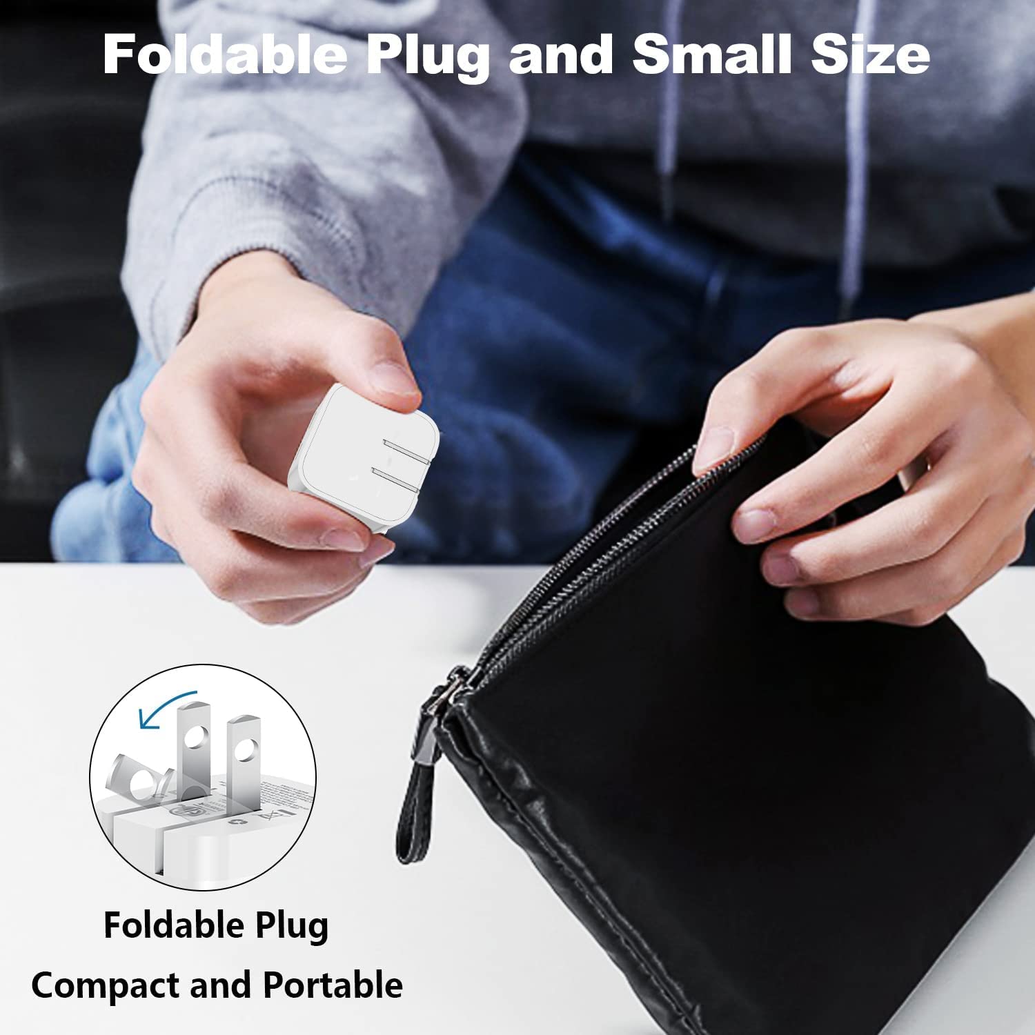 10FT/6FT Foldable Dual Port Fast Charger, 2Pack PD 20W USB C Wall Charger Block with 4Pack [Apple MFi Certified] Lightning Cable Fast Charging for iPhone 14 13 12 11 Pro Max Mini/iPad/AirPods
