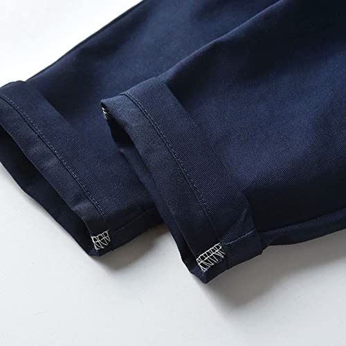 Joe Wenko Baby Boys Clothes Pants Set, Long Sleeve Dress Shirts with Bowtie and Suspender Pants Outfit Navy, 18-24 Months