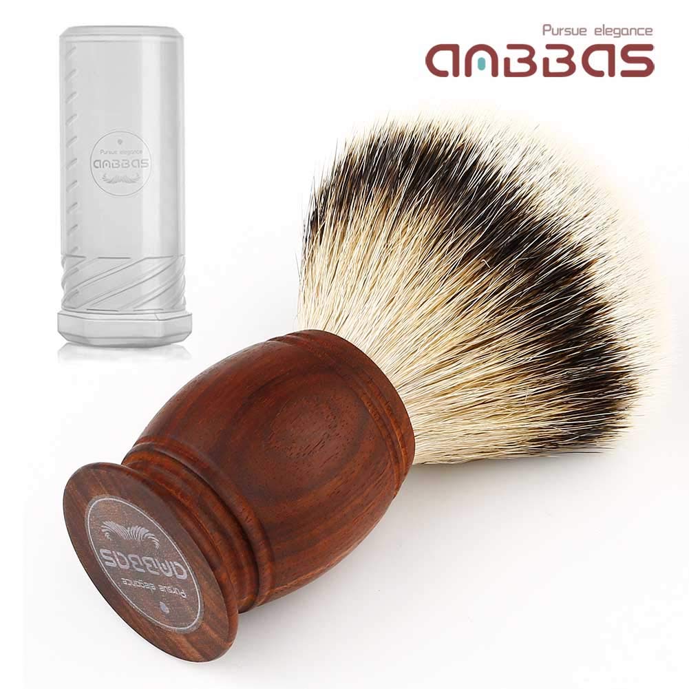 Anbbas 4.9inches Giant Shaving Brush Silvertip Badger Hair Quality Rosewood Handle, Perfect with Shaving Soap Cream, DE Straight Razor for Mens Close Shave