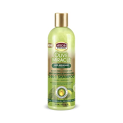 African Pride Olive Miracle 2-in-1 Shampoo and Conditioner, 12 Ounce