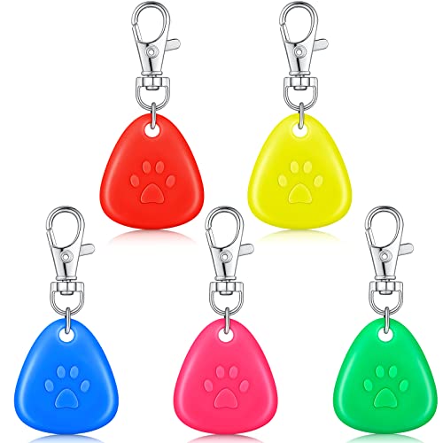 5 Pcs Clip on Dog Collar Silicone LED Dog Collar Dog Tag Light Dog Collar Light Waterproof Safety Night Walking Lights for Camping Dog Cat, Battery Included, 5 Colors (Paw)