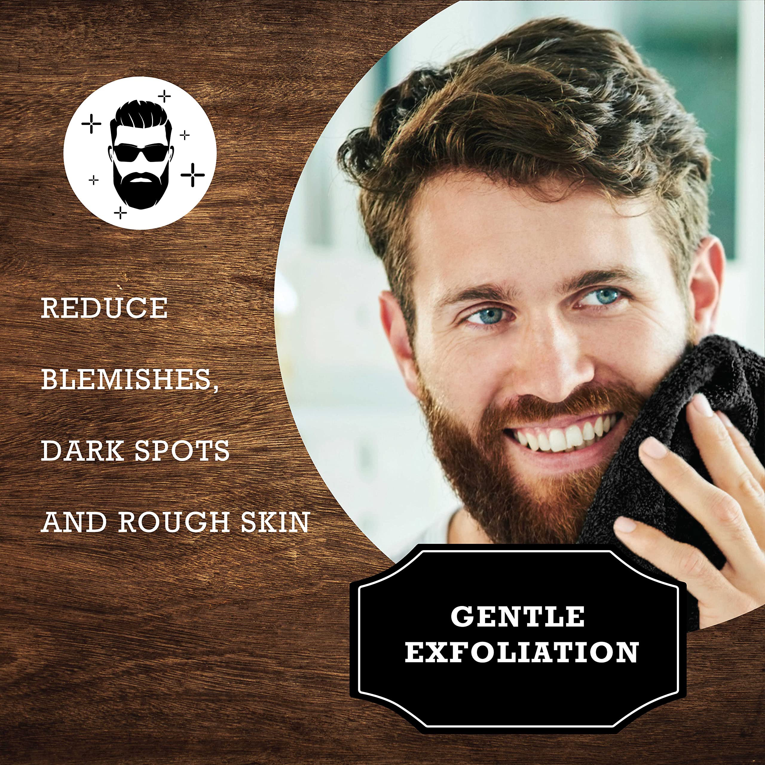 The Rustic Man Terry Wash Cloths for Face and Body, Dual-Sided Cleansing and Exfoliating Washcloths, Machine Wash, Black, 3 Count