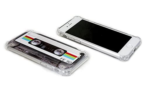 FAteam Case for iPhone SE (2022/2020), iPhone 7 and iPhone 8, 4.7-Inch, with Reinforced Corners TPU Soft Bumper Anti-Scratch Back, Retro Cassette