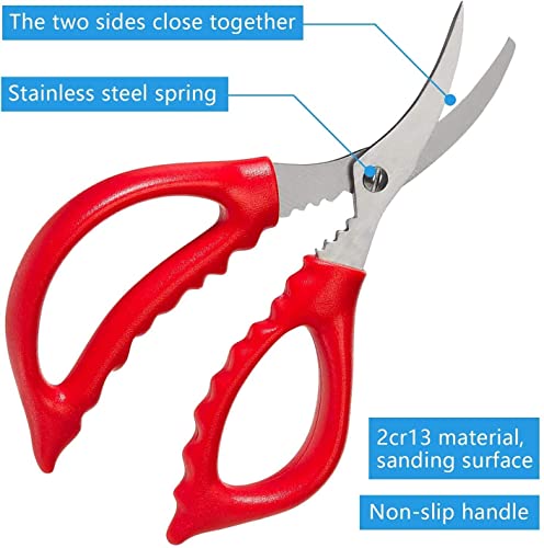 14-piece Seafood Tools Set includes 4 Crab Crackers, 4 Lobster Shell knife, 4 Crab Leg Forks, Seafood Scissors & Storage Bag - Nut Cracker Set