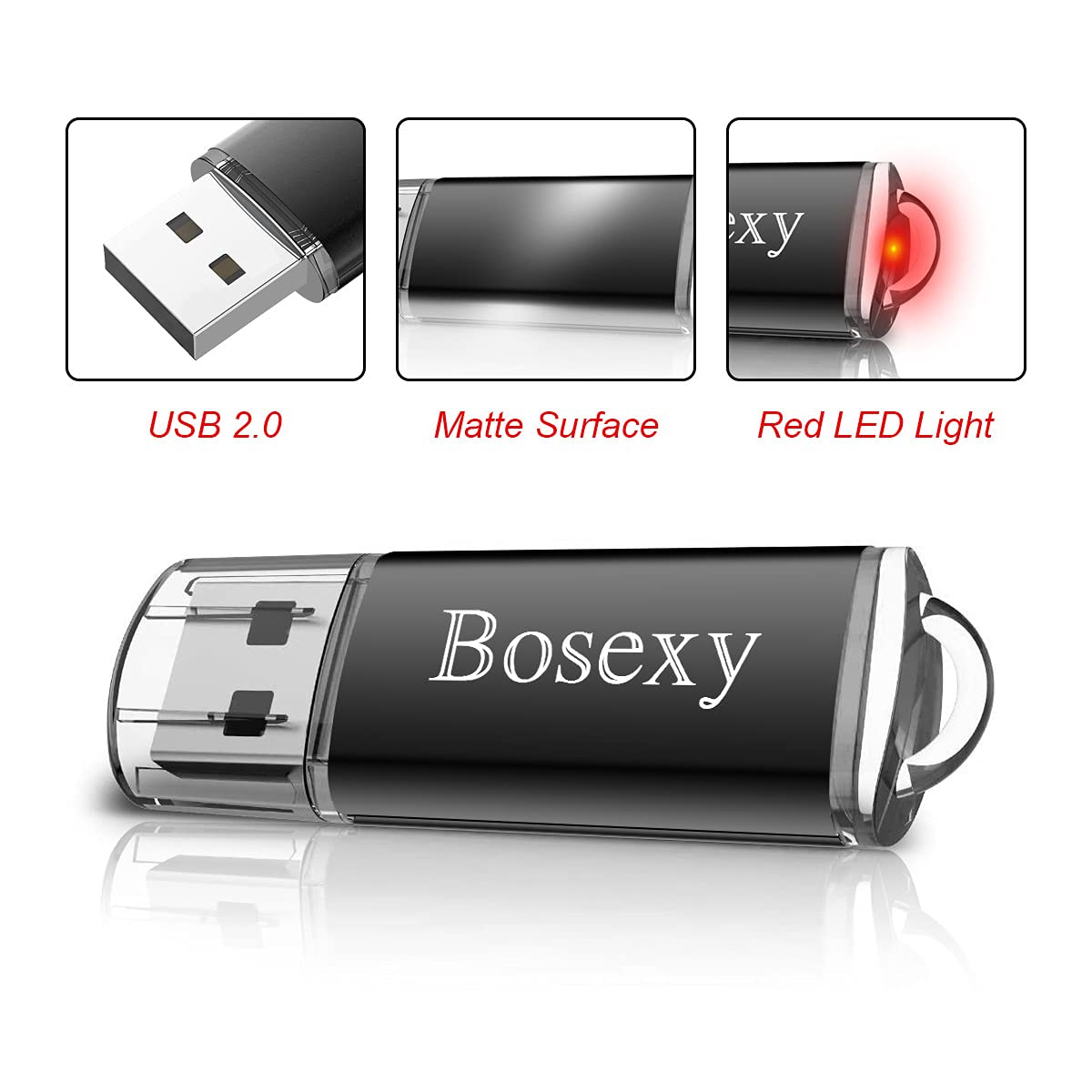 8GB Flash Drive 10 Pack Bosexy Thumb Drive USB Bulk Memory Stick Jump Drive with Led Indicator Black