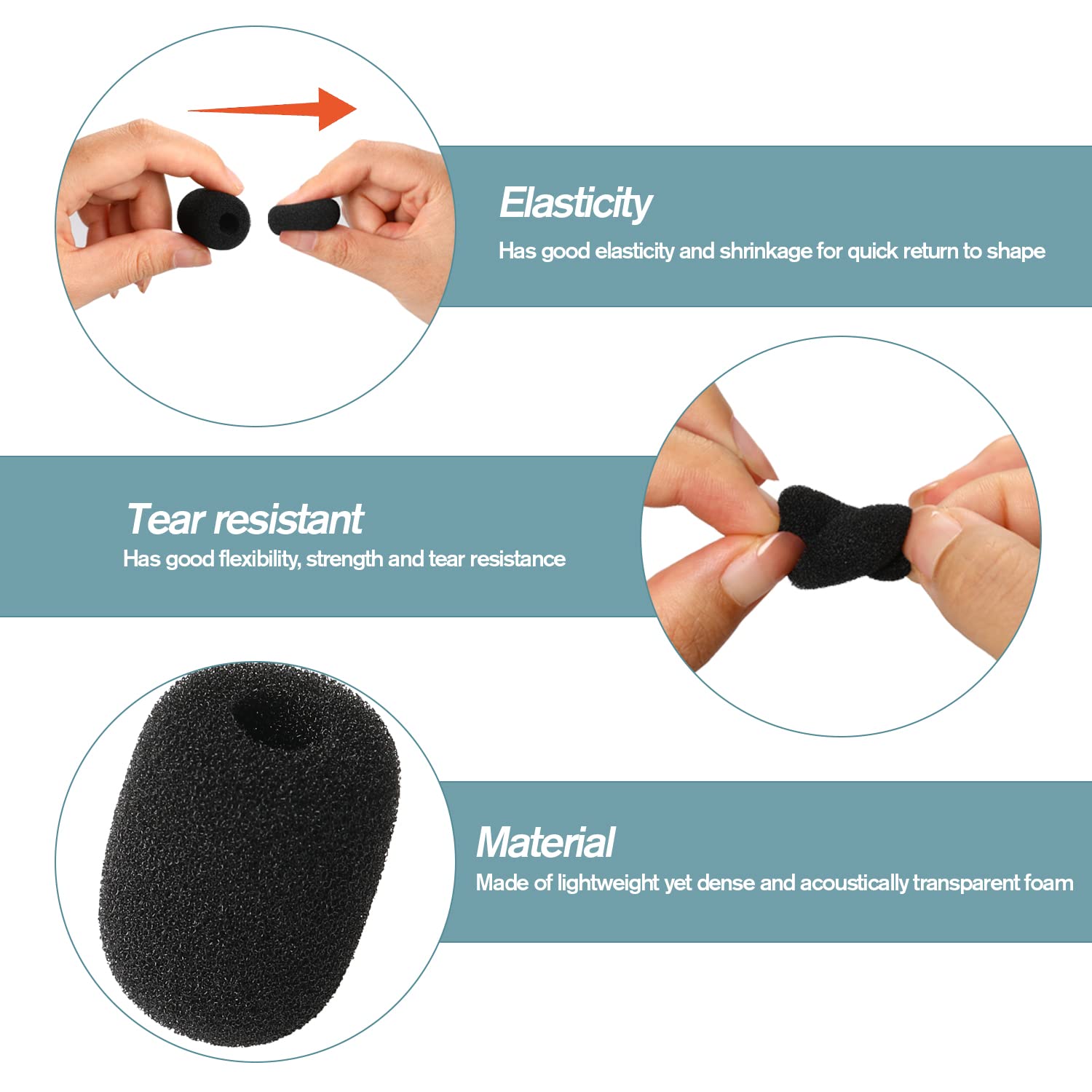 15 Pieces Headset Microphone Covers Foam Microphone Windscreen Foam Cover Headset Mic Wind Cover Foam Microphone Windscreen, Mic Cover Wind Screen Cover for Lavalier and Lapel Mic, Black