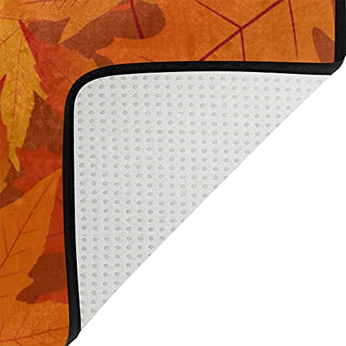 ALAZA Happy Thanksgiving Day Maple Leaf Fall Non Slip Area Rug 5' x 7' for Living Dinning Room Bedroom Kitchen Hallway Office Modern Home Decorative