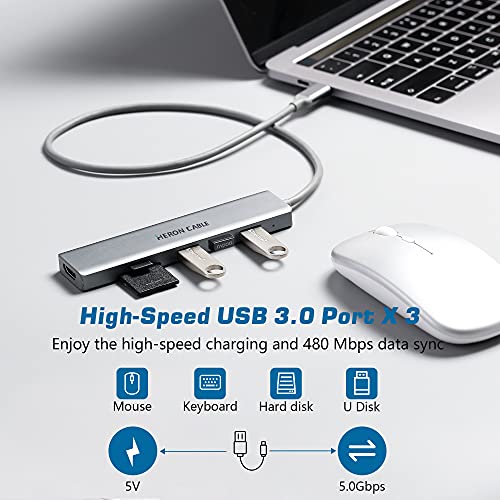 USB C Hub Multiport Adapter, USB C Dongle 6 in 1 USB-C Hub to 4K HDMI, USB 3.0, SD/TF Card Reader with Extra Long 1.6 FT Cable for MacBook Pro/Air, iPad Pro, iPad Air 2020,iMac and Other USB C Laptop