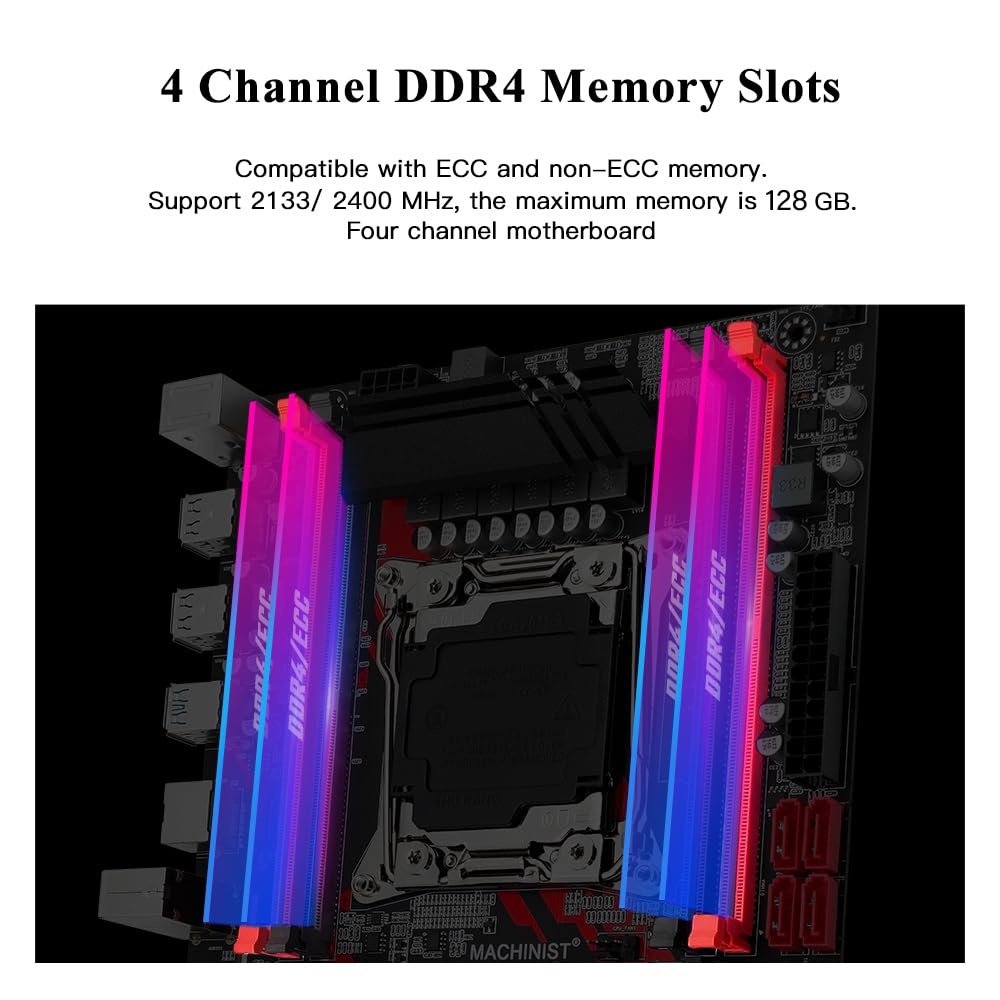 MACHINIST X99 LGA 2011-V3 Motherboard, Micro ATX Motherboard (PCIe 3.0, M.2 Slots, 4 Channel DDR4, SATA 6Gb/s) for Intel XEON E5 V3/V4, Core i7 seriers CPUs, PC Server Mainboard with Diagnostic Card
