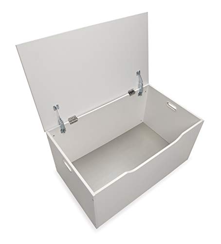 Badger Basket Flat Top Toy Box and Storage Bench for Kids, Playroom Storage, White
