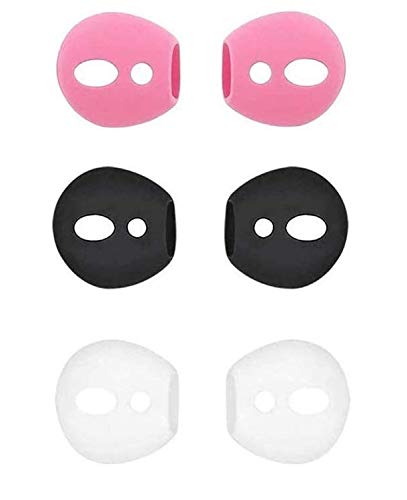 BLLQ AirPods Ear Tips Ear Gels Anti-Slip Earuds Cover Silicone Compatible with AirPods 2 & AirPods 1 or EarPods 【 Fit in The Charging Case 】 3 Pairs White/Black/Pink