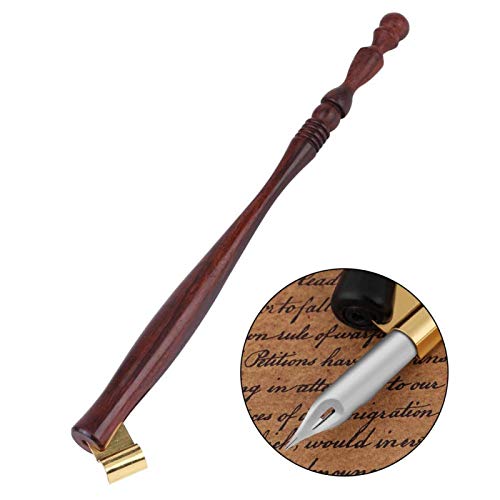Calligraphy Oblique Nib Pen Holder Flange Dip Pen Extra Comfortable Grip Removable Brass Pen No Nib Wood Handle Signature Pen Wedding Birthday Creative Gift