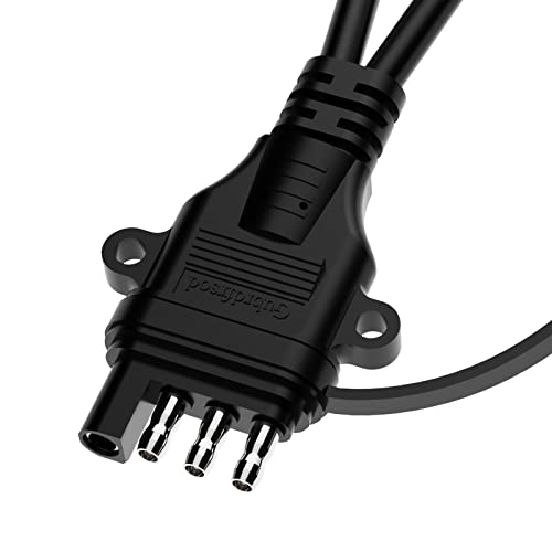 18AWG 1FT 4 Pin Trailer Connector Y Splitter Universal 4 Way Trailer Plug for Tailgate Light Bar Plug and Play 4 Pin Connectors Extension Harness Wiring Plug With Mounting Holes and Dust Cover - 1FT