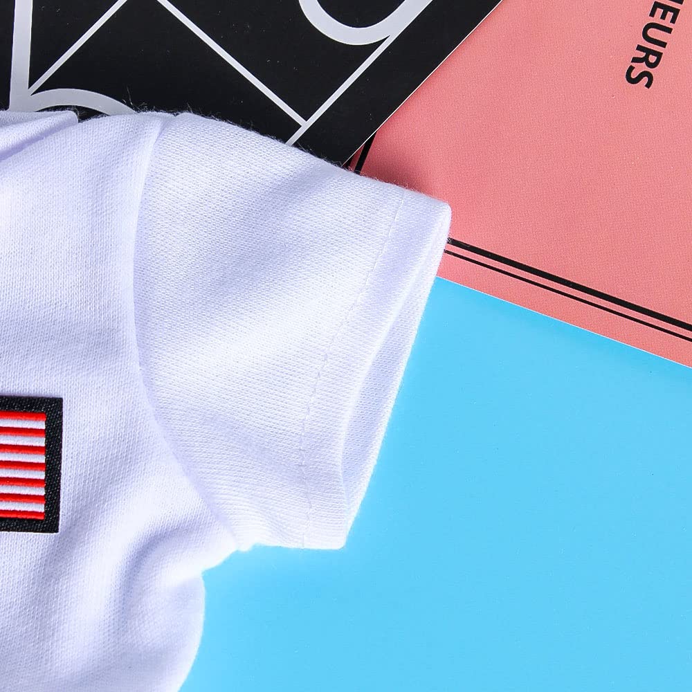 18 Inch Doll Clothes 5-Pack Long Sleeved White T-Shirts with 10 PC Woven Patches Fit 18 Inch Dolls (Short Sleeved T-Shirts)