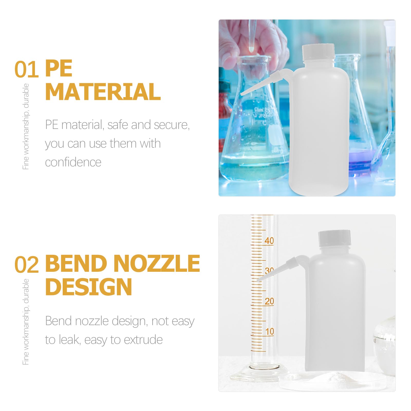 Baluue 4Pcs Wash Bottle, 500ml/16 oz Plastic Bottle Watering Tools, Liquid Storage Container Squeeze Wash Bottle with Narrow Mouth and Lid Chemical Wash Bottle