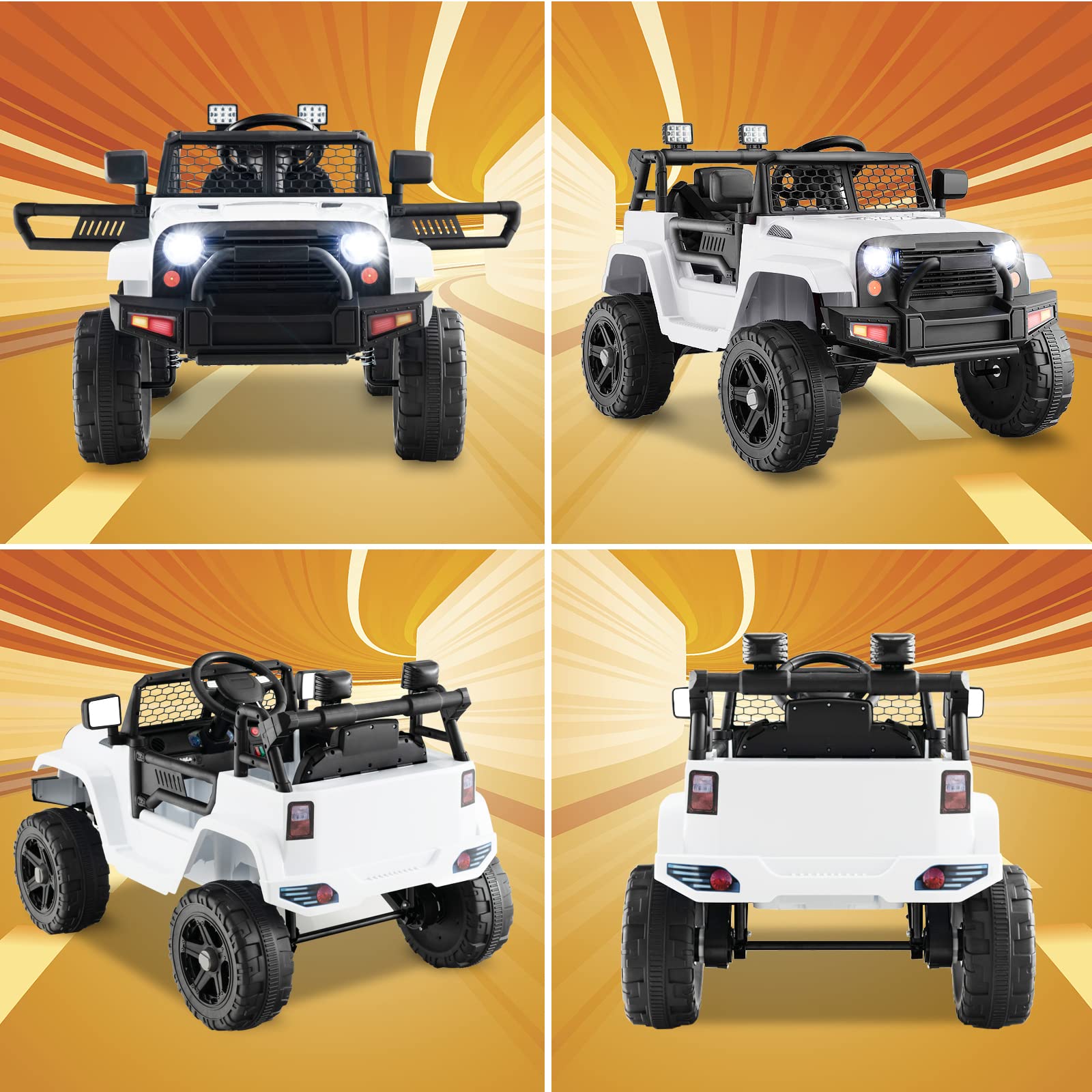 12V Electric Ride On Car for Kids with Remote Control, Storage, LED Lights, MP3 - Costzon