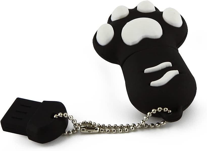128GB USB 2.0 Flash Drive Cute Animal Cat Paw Shape Pen Drive Thumb Drives Jump Drive Memory Stick Pendrive Flash Disk (Black)