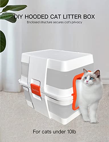 2 Pack Collapsible Kitten Litter Box, CasaTimo Foldable Open Kitty Litter Box for Medium-Sized Cats, Portable Multi-Use Litter Pan for Travel, Assembled to Covered Cat Toilet, Standard Size