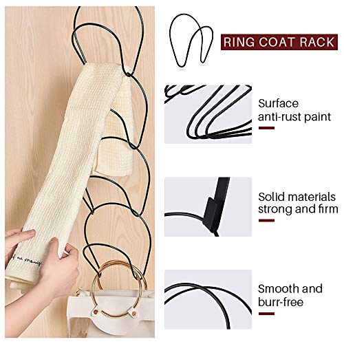 Hat Rack Caps Rack Holder,10 Rings Hat Organizer Cap Holder Organizer (Door Hooks and Sticky Hooks Include),Door/Wall/Clothes Rod Hanger Storage Hat Organizer for Baseball, Caps, Towel (round, black)