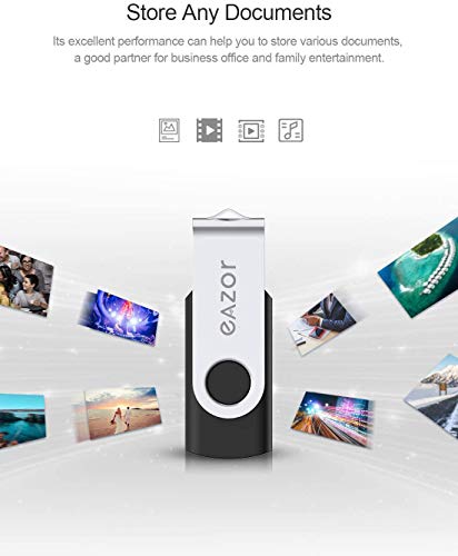 EAZOR USB Flash Drive 64GB - USB 2.0 Interface Digital, Thumb Drive with Swivel Design, Compatible with Computer/Laptop/External Memory Storage, Stick Jump Drive for Photo/Video Backup (64GB-2.0)