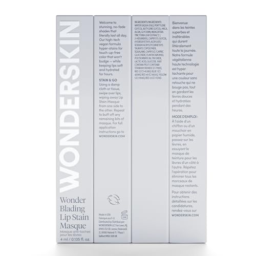 Wonderskin Wonder Blading Lip Stain Peel Off and Reveal Kit - Long Lasting, Waterproof Nude Lip Tint, Transfer Proof Natural Makeup Stain Kit (Adore)