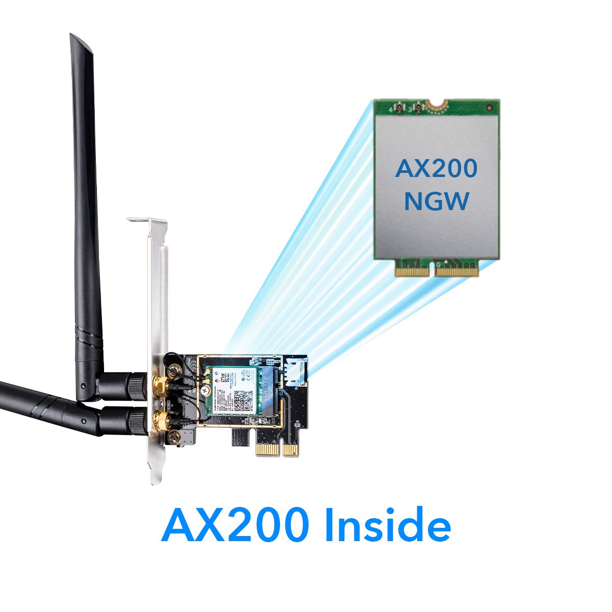 Cudy New AX3000 Wireless WiFi 6 PCIe Card for PC, Bluetooth 5.2, AX200, 3000Mbps WiFi 6 Speed, Bluetooth 5.2/5/4.2/4.0, 802.11ax/ac/a/b/g/n, Windows 11, 10, WE3000 V2