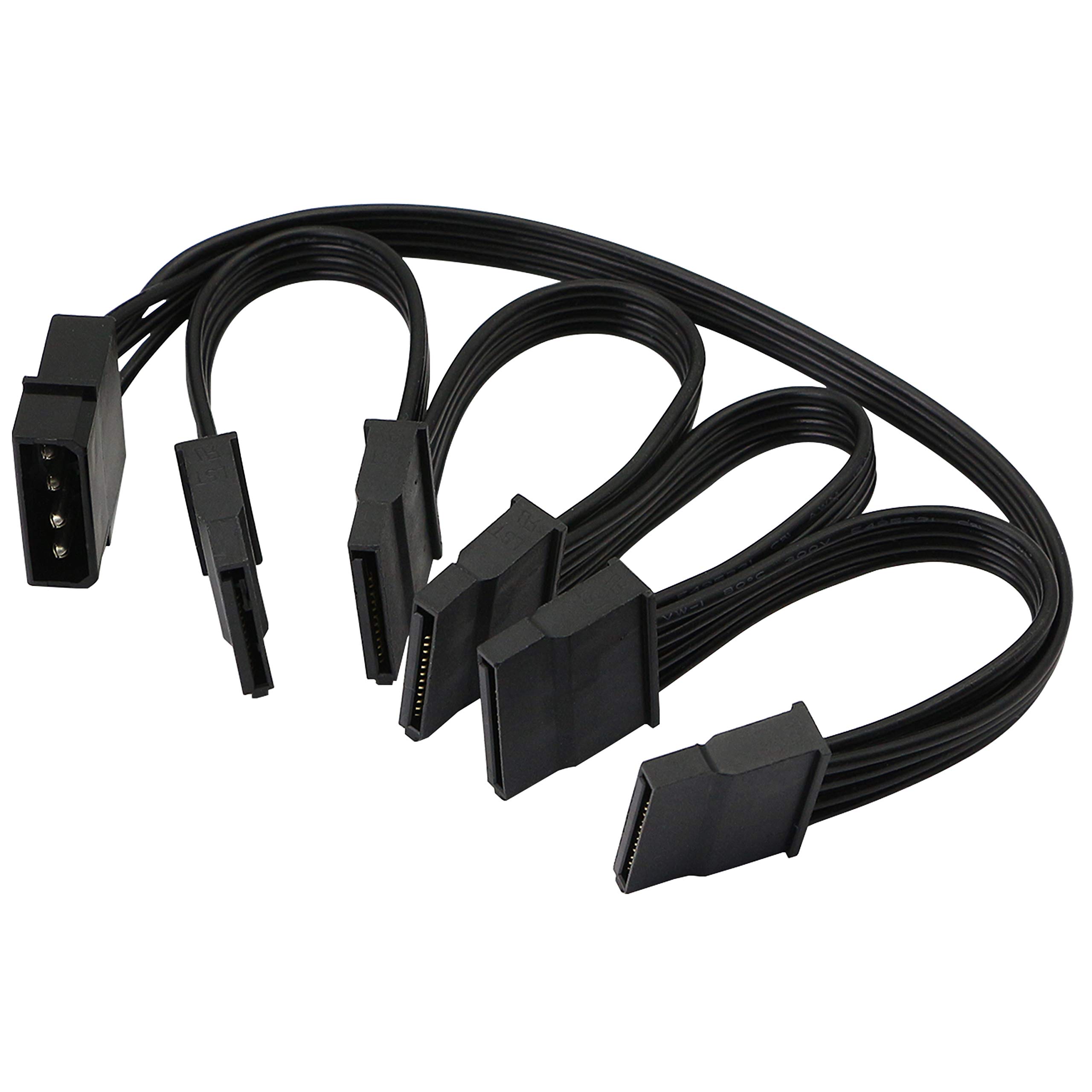 GELRHONR IDE to SATA Power Splitter Cable,LP4 4Pin IDE to 5 x15 Pin SATA Power Conversion Line Extension Y-Cable for Hard Disk