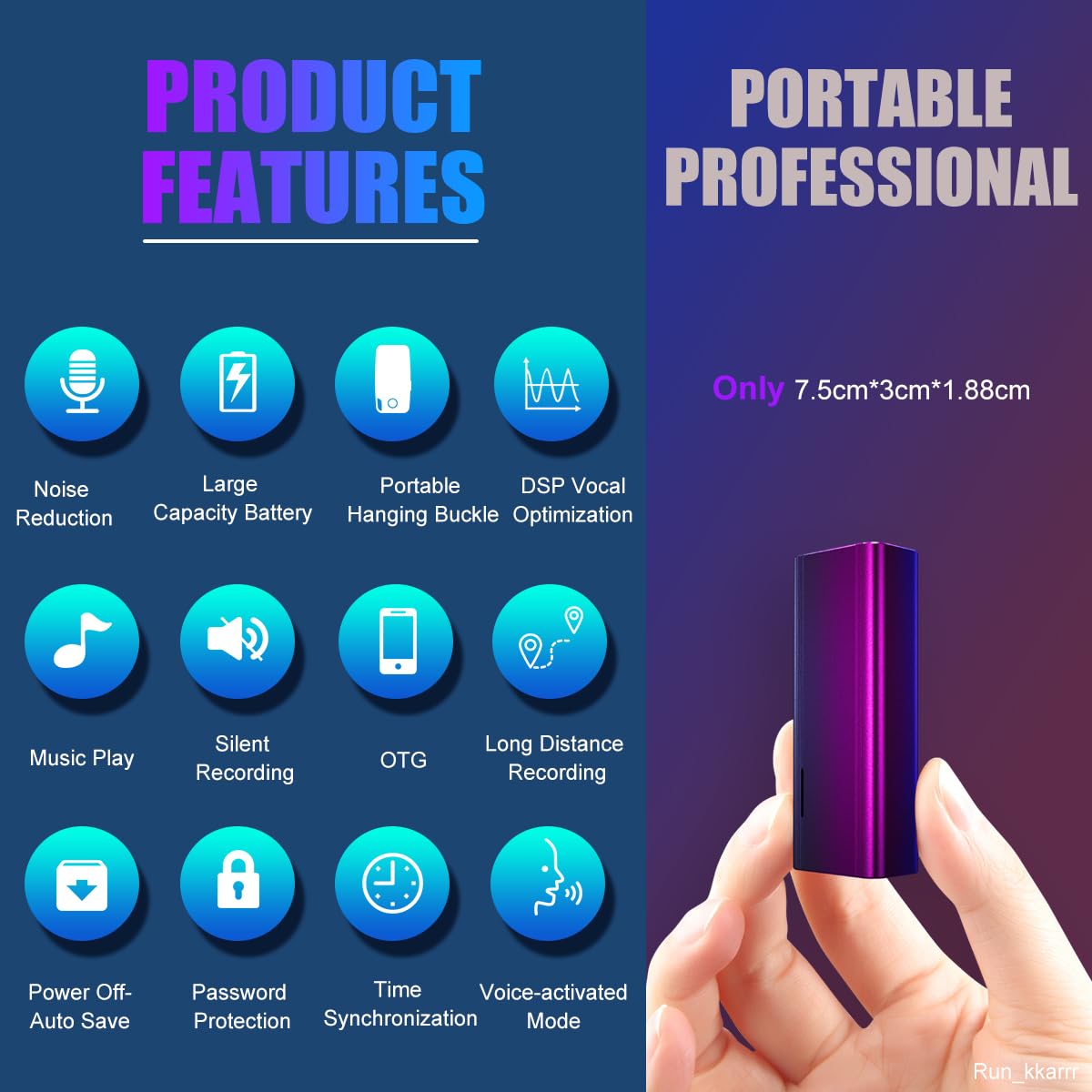 128GB Voice Activated Recorder, Long Battery Digital Audio Recorder, Portable Recording Devices, Voice Recorder with 2000 Hours Recording Capacity, 300 Hours Battery Time