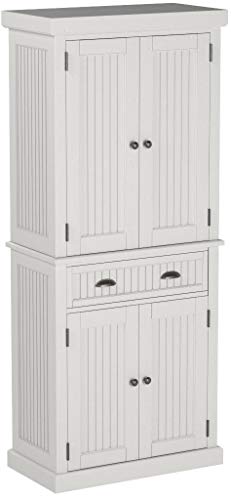 homestyles Buffets Off-White Server with Hutch and Natural Wood Top & Homestyles Nantucket Pantry, 30", Off White