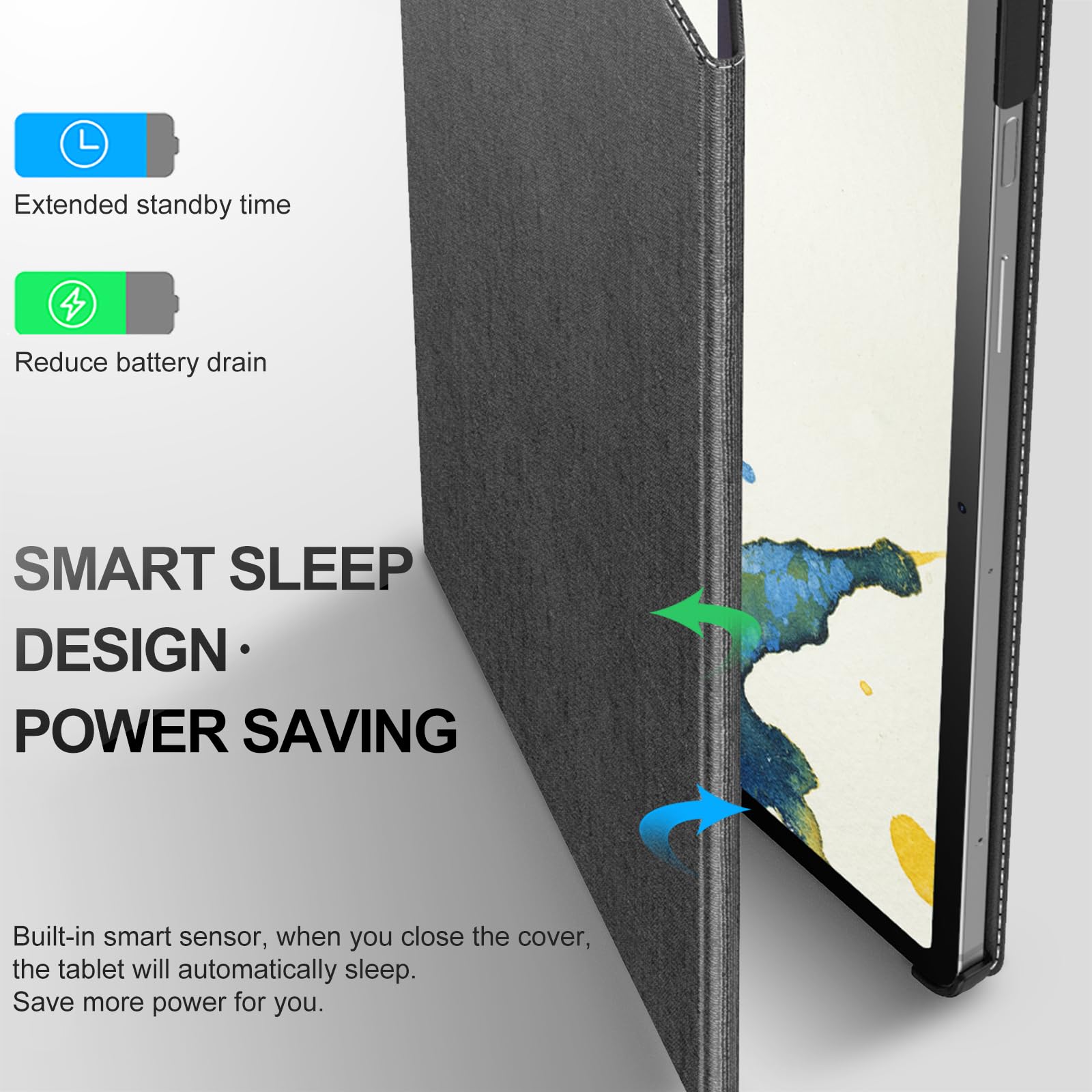 INFILAND Galaxy Tab S9 / S8/ Tab S7 Case, Multi-Angle Stand Cover Compatible with Samsung Galaxy Tab S9/ Tab S8/ Tab S7 11 Inch SM-X710/SM-X716B/SM-X718U 2023 Tablet [Auto Wake/Sleep], Dark Gray