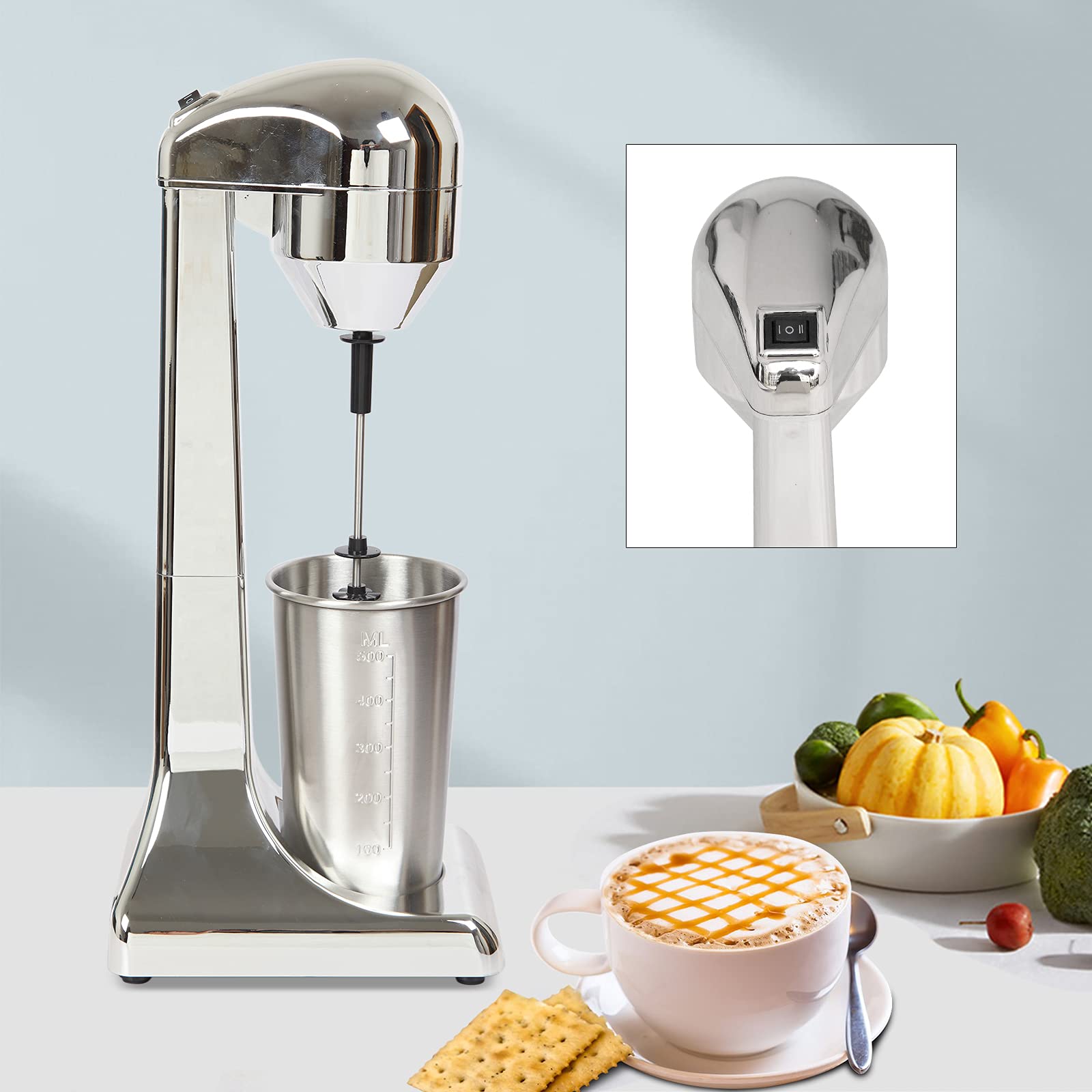 500ml Electric Milkshake Maker Machine 100W Household Commercial Juice Fruit Ice Mixer Single Head Milk Tea Drink Mixer Blenders 110V 23000RPM