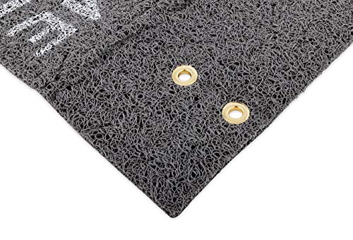 Camco 53196 Life is Better at The Campsite RV Wrap Around Step Rug, Fits 18-inch Wide Steps - for Manual and Electric RV Steps - Features a Gray Mat with a White Welcome Home Retro RV Print