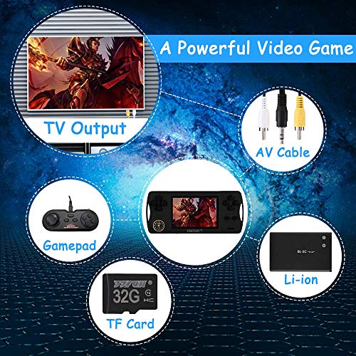 Handheld Game Console, Retro Games with 32G TF Card Built-in 480 Old School Games 3.5-Inch Screen Support for Connecting TV & Two Players 1800mAh Rechargeable Battery Present for Kids(Black)