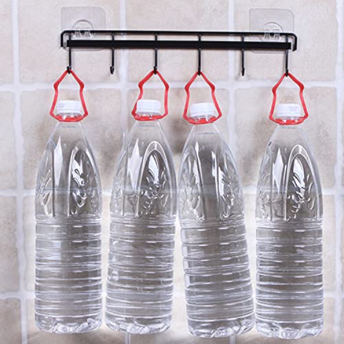 2 Pack Adhesive Wall Hooks Rack Kitchen Rail, Space Saving Heavy Duty Hanger with 6 for Bathroom Bedroom Closet, Utensil Hanging Knives, Spoon, Towel (White), 32x6x2.5cm/12.6 x2.36 x1inch