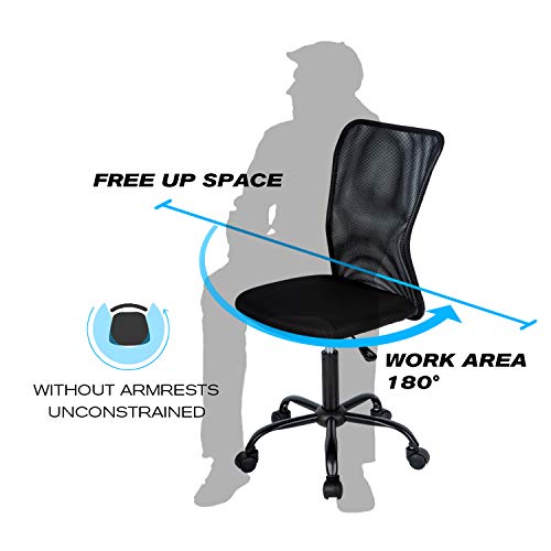 HCB Home Office Chair Mesh Desk Chair Ergonomic Computer Chair with Lumbar Support Mid Back 360° Rolling Swivel Adjustable Height Small Meeting Chairs (Black)