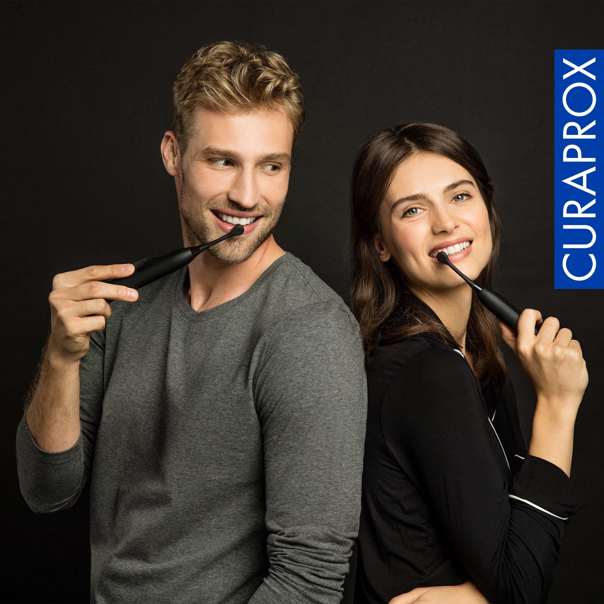 Curaprox Hydrosonic Black is White Activated Charcoal Electric Toothbrush Replacement Heads (2 Pack)