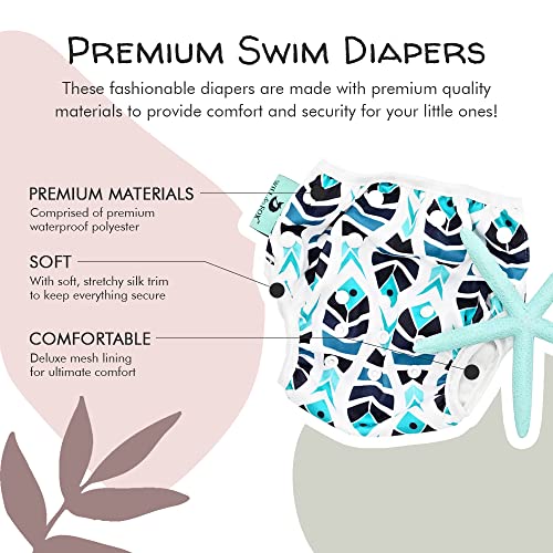 Reusable Swim Diapers for Babies, Infants & Toddlers - Adjustable Boys Swimming Diaper 0-2 Years, Eco-Friendly Washable with Snaps β Anchor & Fish β 2 Pack by Will & Fox
