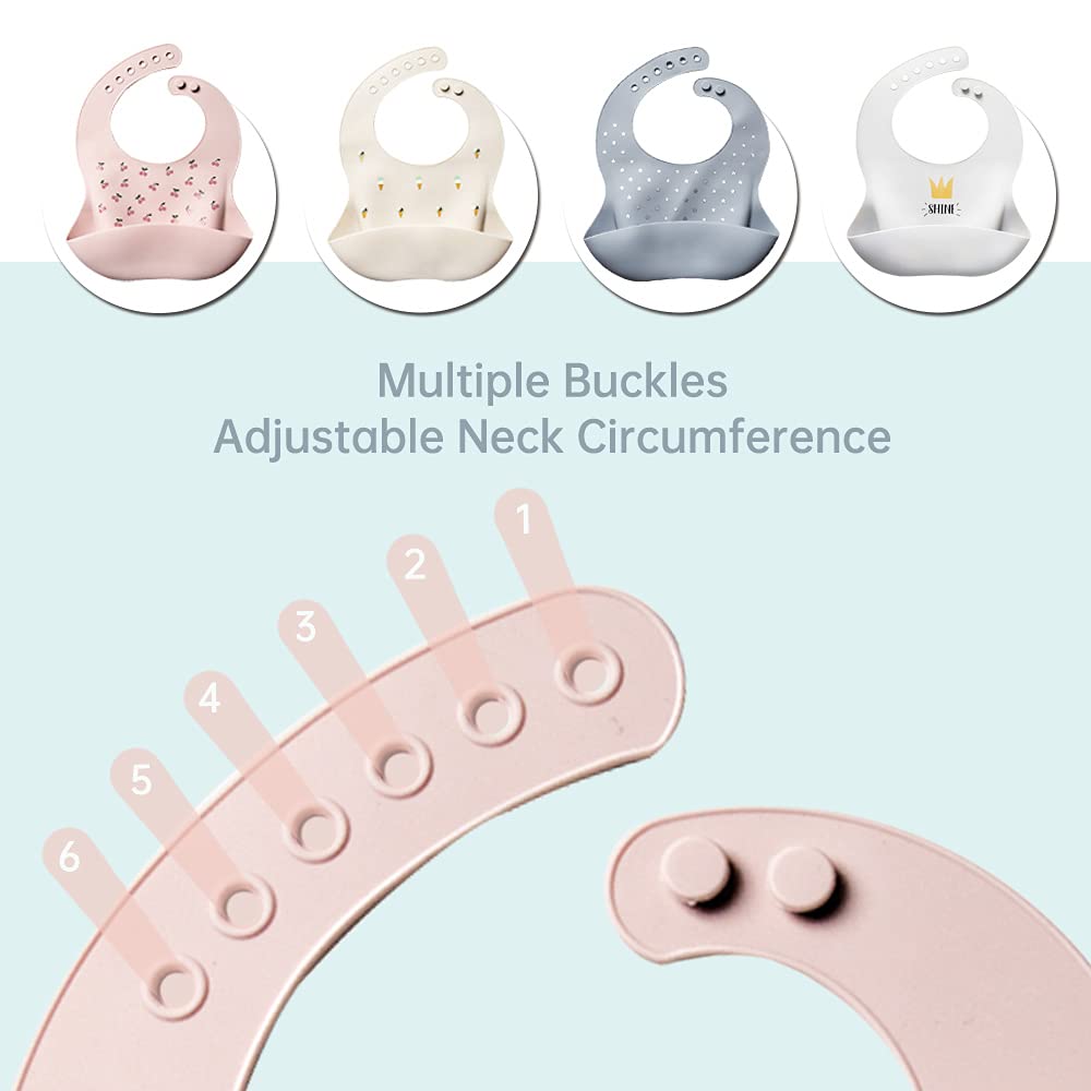 Ovelzurea Silicone Baby Bibs for Babies & Toddlers,Food Grade Silicone Bibs for Girls and Boys, BPA-free Waterproof Bib, Easy to Wipe,Adjustable, 2PCS