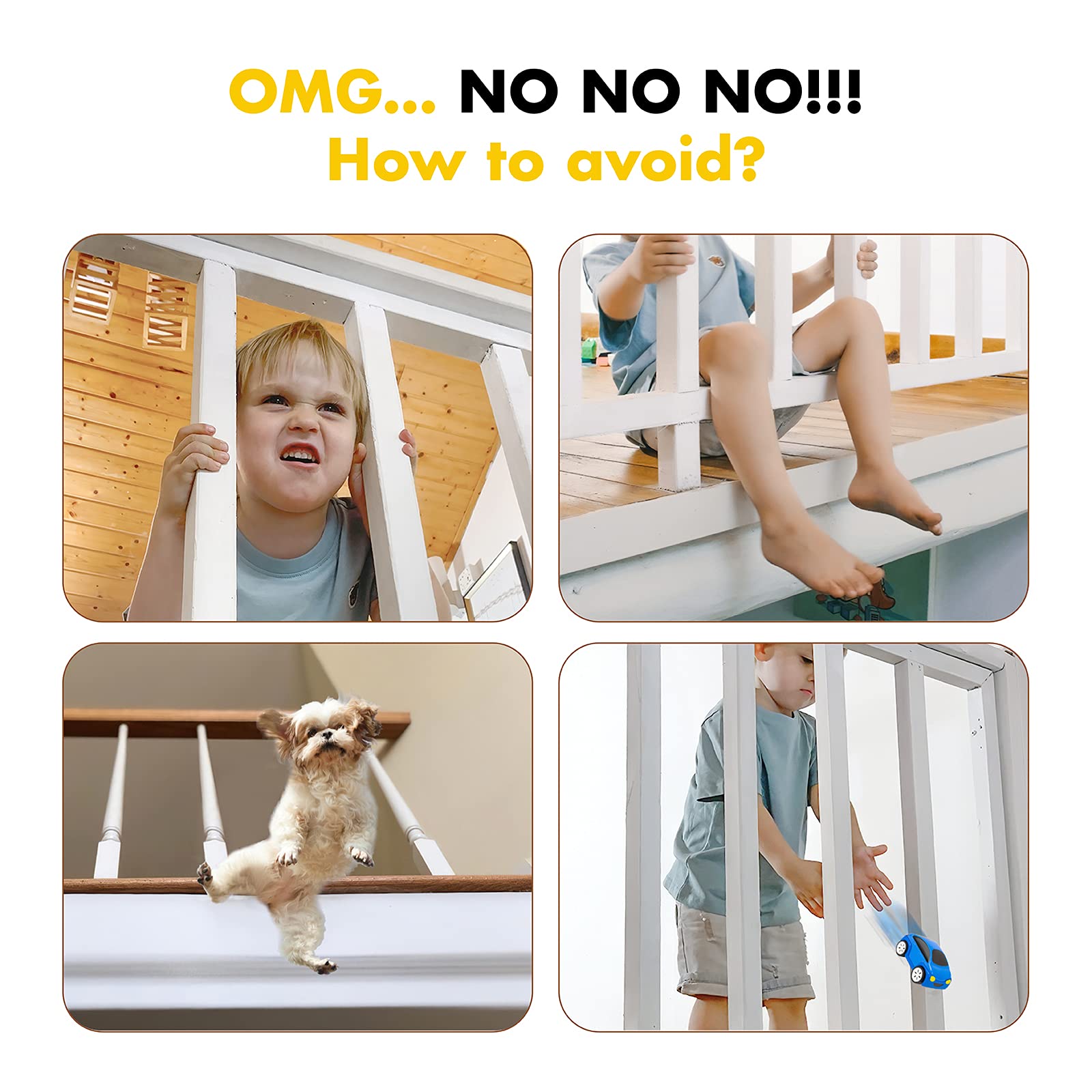 Banister Guard for Baby 10x3ft, Rail Mesh Netting for Stair, Balcony, Child Safety Net Safe Railing Barrier for Kids, Pets, Toys (10x3ft, Brown)