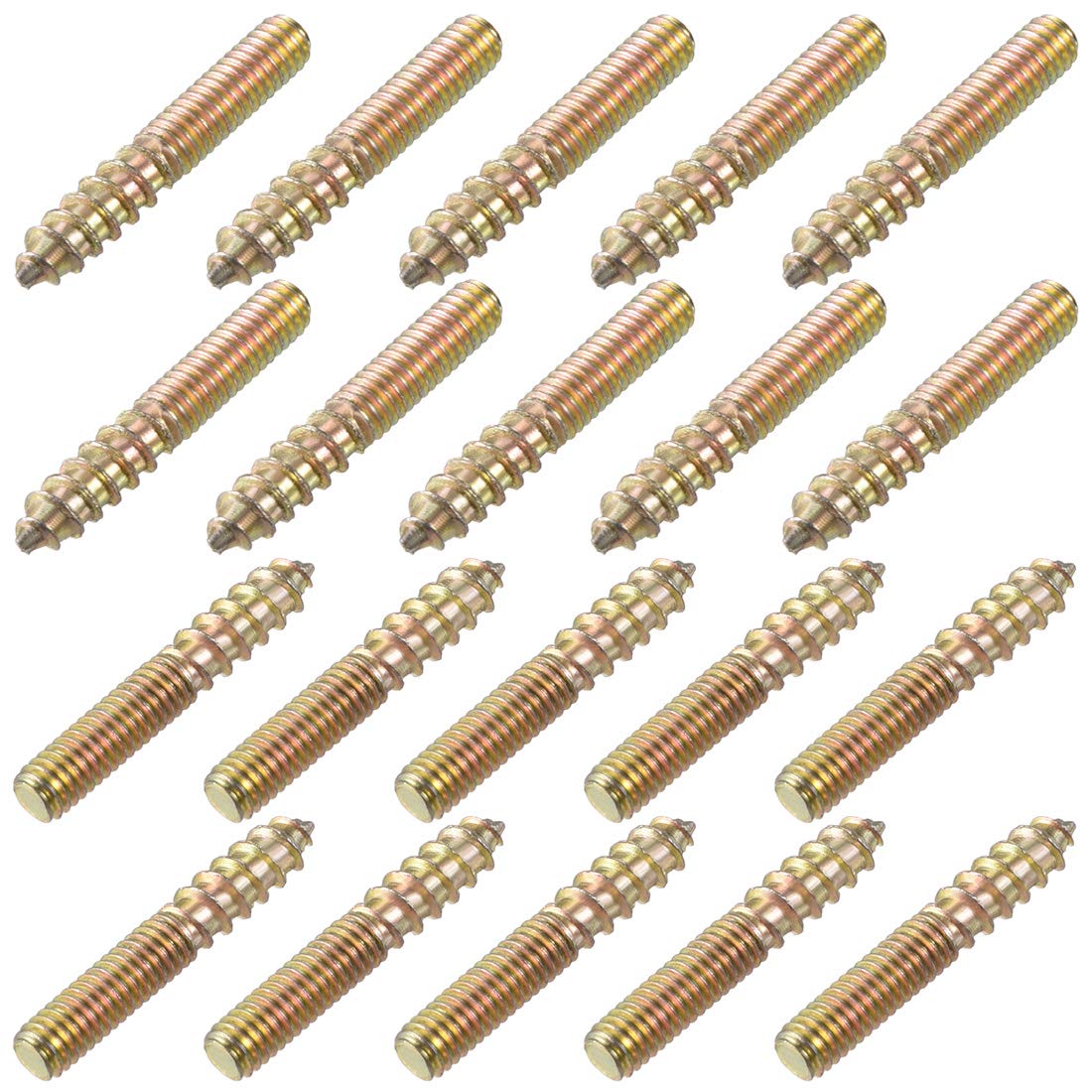 uxcell M4 Hanger Bolts Length 1"(25mm) Double Headed Bolts Self-Tapping Screw 4mm Wood Joint Furniture Legs 20pcs