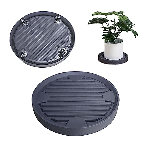 2Pack Plant Caddy with Wheel, 360°Plant Pallet Caddy with 4 Invisible Wheels, Heavy Duty Plant Trolley with Casters Outdoor Planter Stand Load Capacity 180 lbs, 12Inch (Grey)