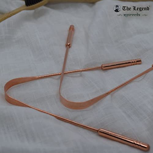 The Legend Pack of 3 Ayurveda Heavenly Copper Tongue Cleaner or Scraper | Metal Tongue Scraper and Handmade (Pack of 3 Thick Handle)
