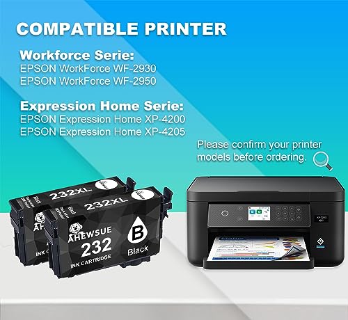 232XL Ink Cartridges Remanufactured Replacement for Epson 232 XL Black Ink Cartridges for XP-4200 XP-4205 WF-2930 WF-2950 Printer(2 Black 232XL Ink Cartridges)