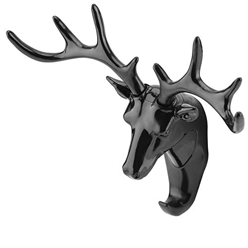 Hanger Rack Deer Hook, Deer Hook Holder, Wall Mount Plastic Antler Hook for Living Room Wall Decoration Home Room Decor Bathroom(Black)