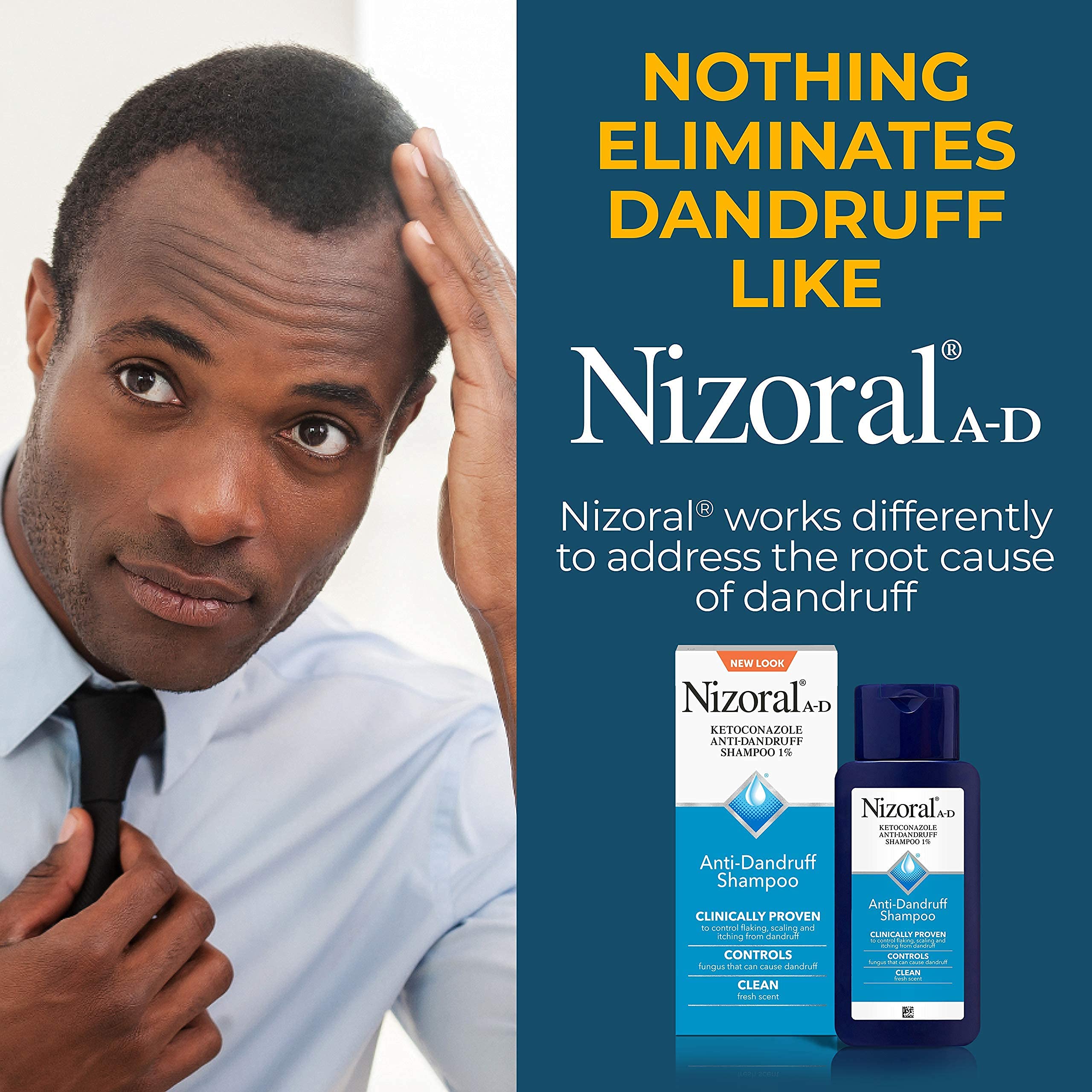 Nizoral Anti-Dandruff Shampoo 7oz and Scalp Massager Brush Bundle