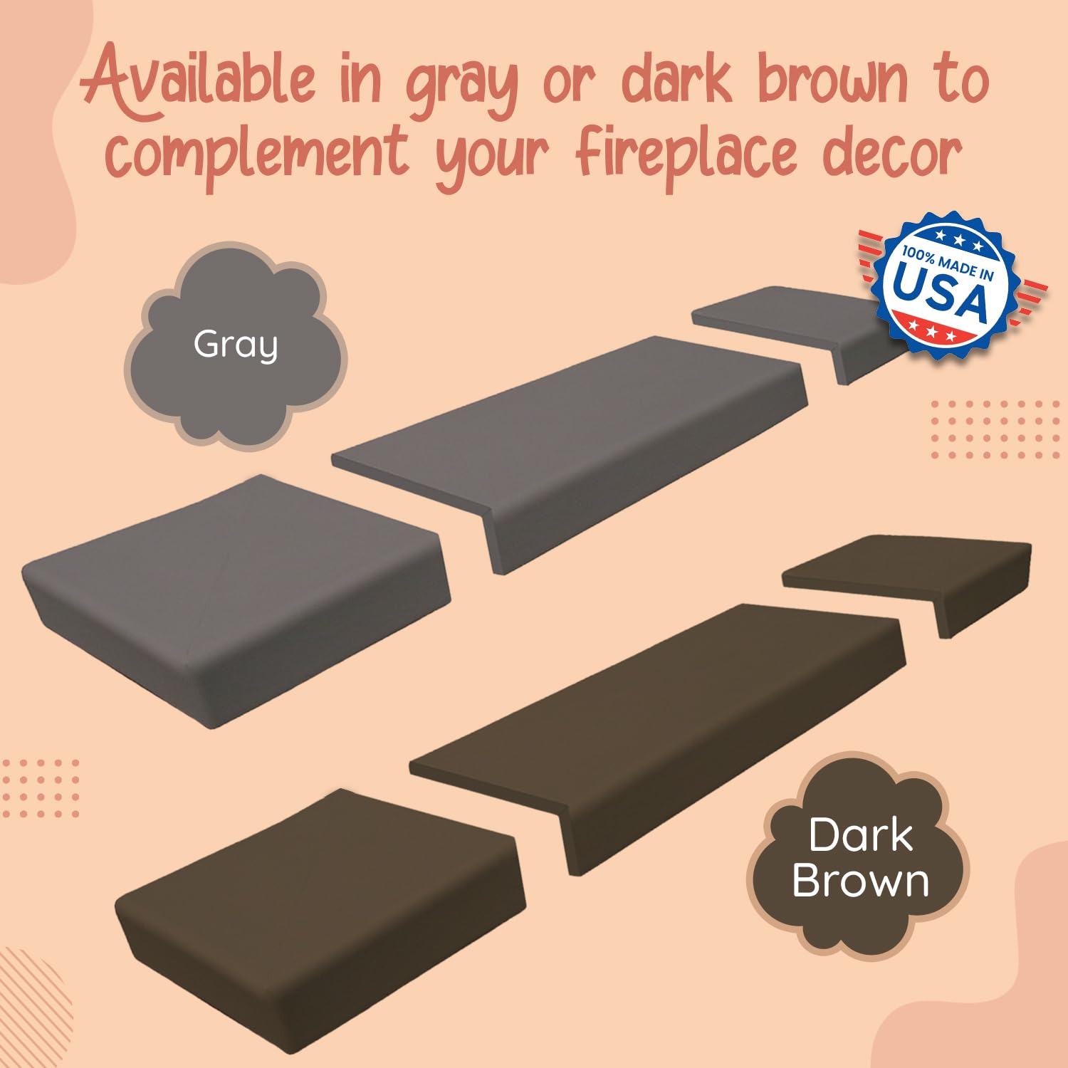 Baby Safety Foam Soft Seat Edge Cushion Fireplace Hearth Guard Bumper Pad Child Proof Padding (Large, Gray-fits Width from-81-104")